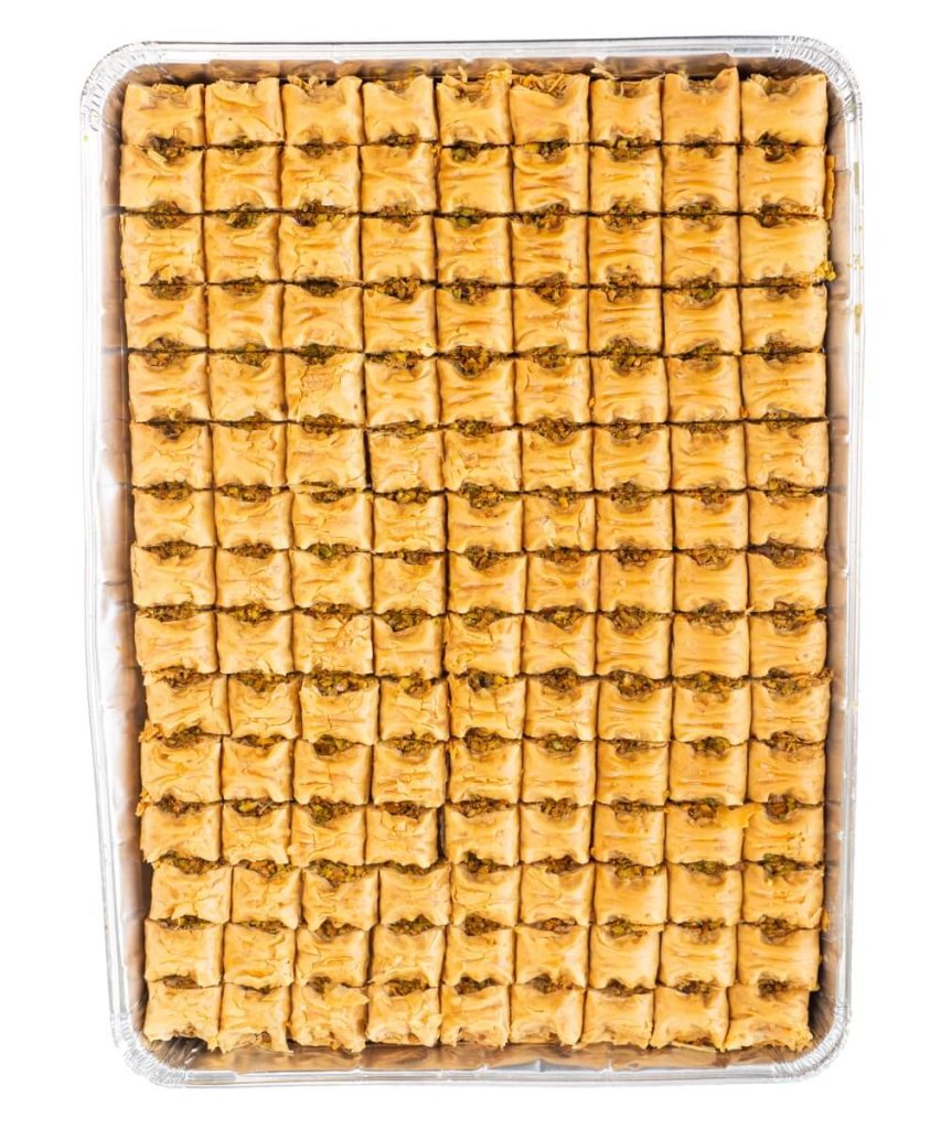 Mini Square Turkish Pistachio Baklava - Large Tray - Farhat Sweets